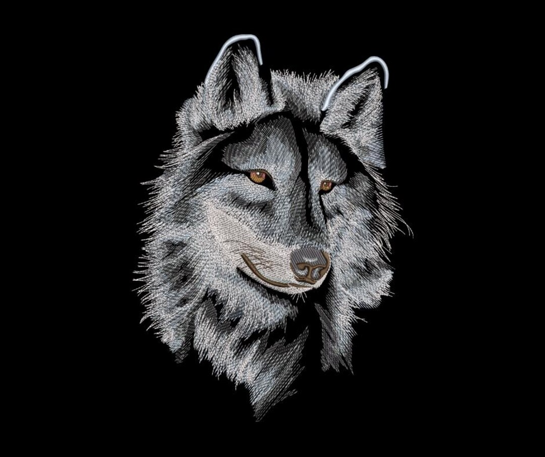 Mystic Wolf Head Embroidery Design - Totem Beast in Dark Fabric, Fairy ...