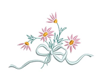 Bow Embroidery Design – Flower Machine Embroidery File – PES JEF HUS ...