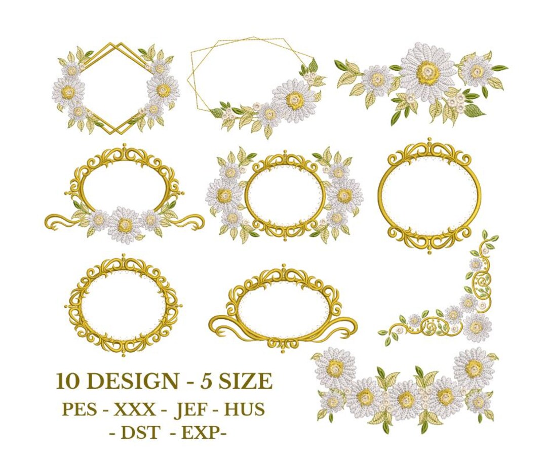 Elegant Floral Frame Machine Embroidery Designs - 10 Unique Frame ...