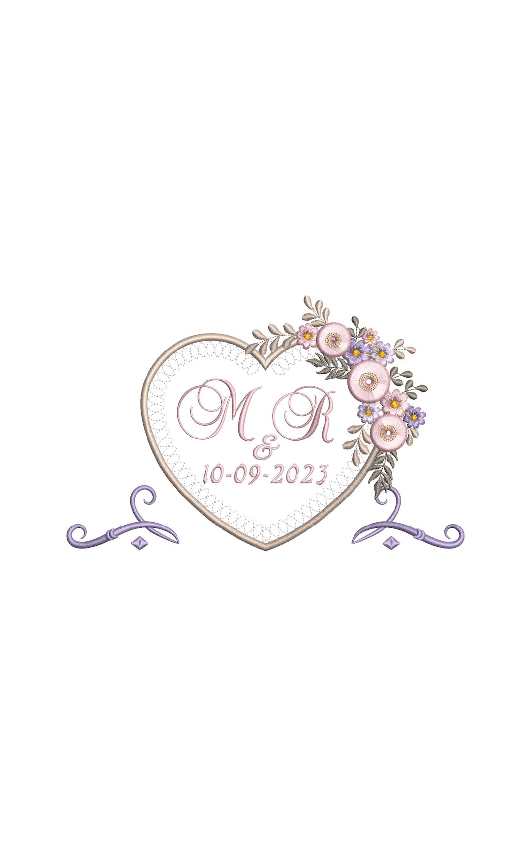 Blank Wedding Monogram Machine Embroidery Design - 3 Sizes - Etsy