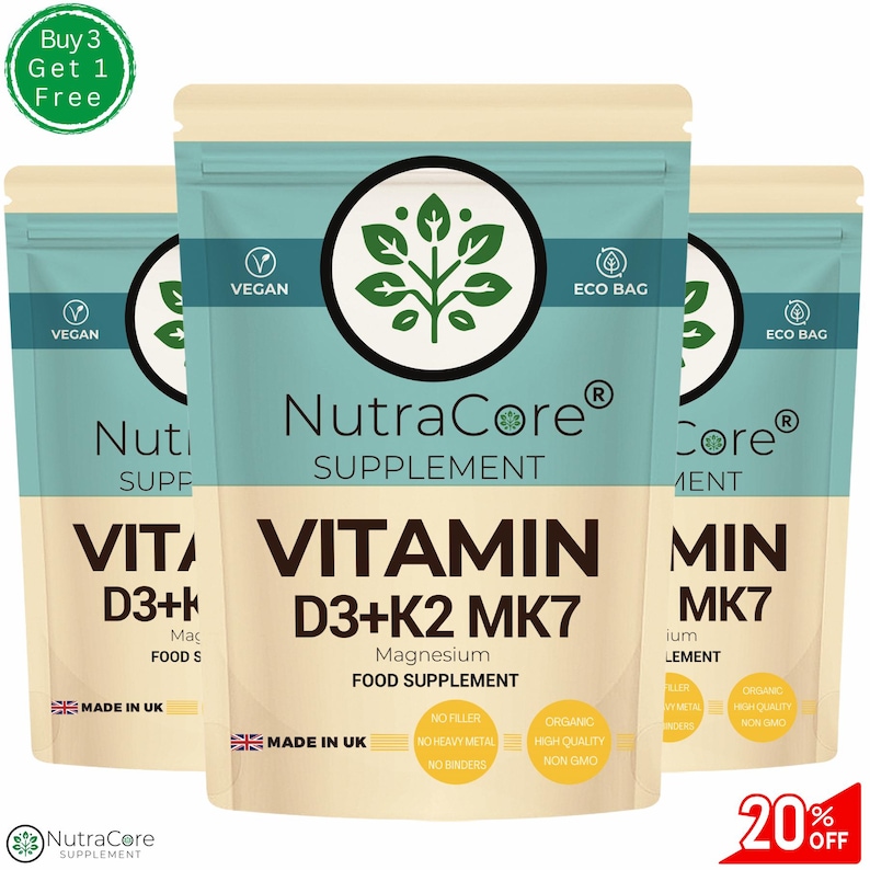 Vitamin D3 K2 MK7 Supplement: 10000IU, Plant-based, Vegan - Etsy