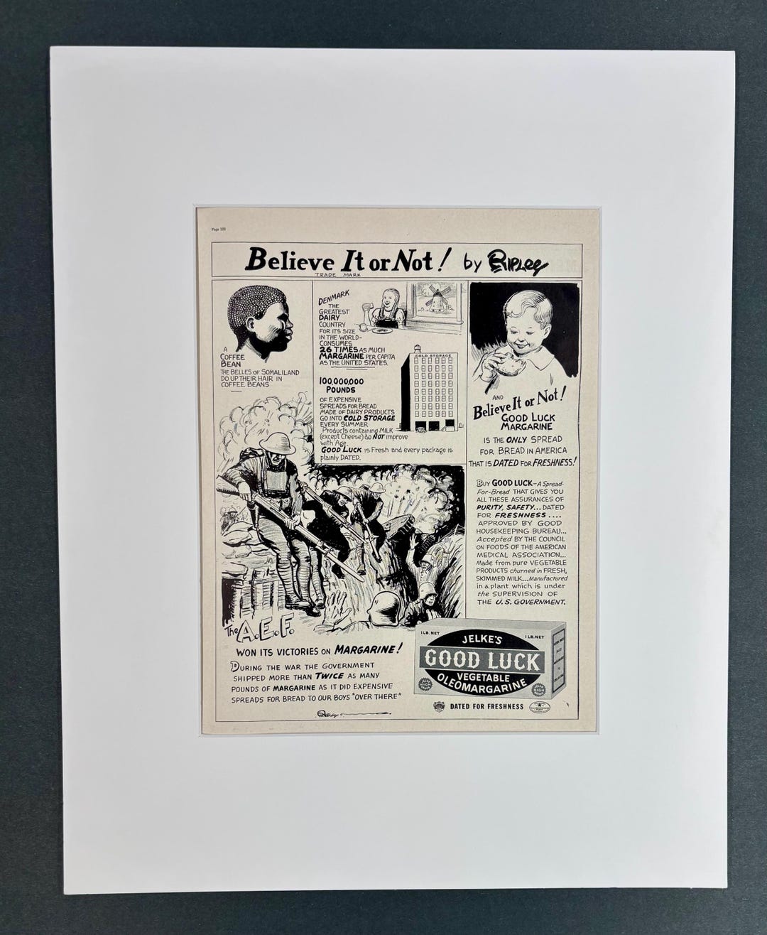 Vintage 1930s Jelke's Good Luck Vegetable Oleomargarine Food Original ...