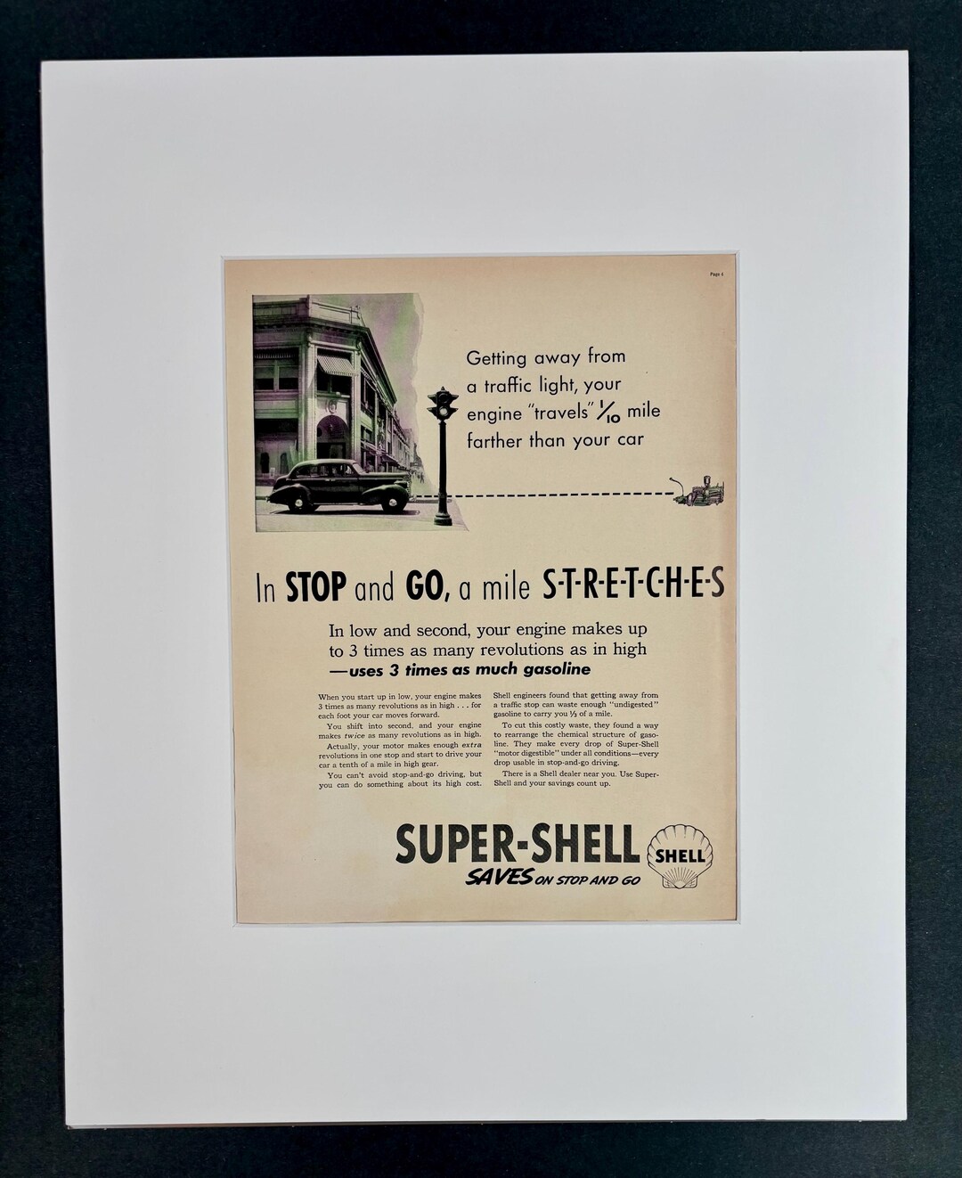 Vintage 1930s Shell Gasoline Oil Original Print Ad in Mat Ready to ...
