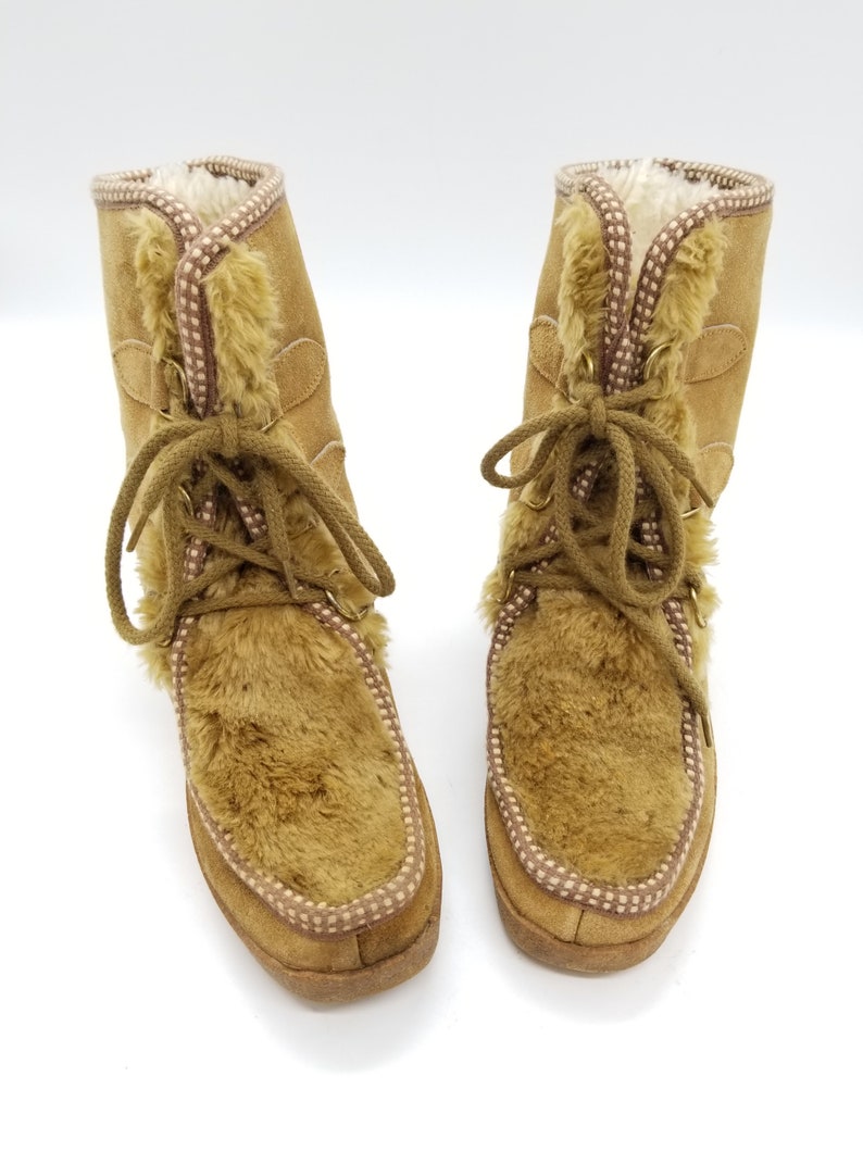 ANGEL FAIR Italian Size 8 Womens Suede Faux Fur Ski Boots - Etsy