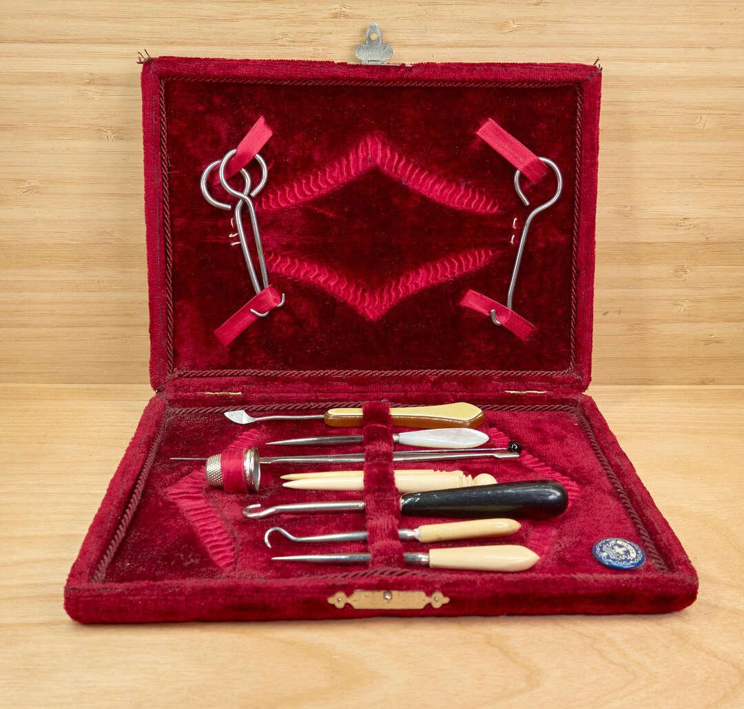 Antique Victorian Travel Sewing Kit / Velvet Case / Collectible - Etsy