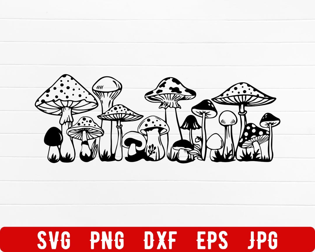 Row of Mushrooms Svg, Row of Mushrooms Png, Mushroom Svg, Mushroom Cut ...