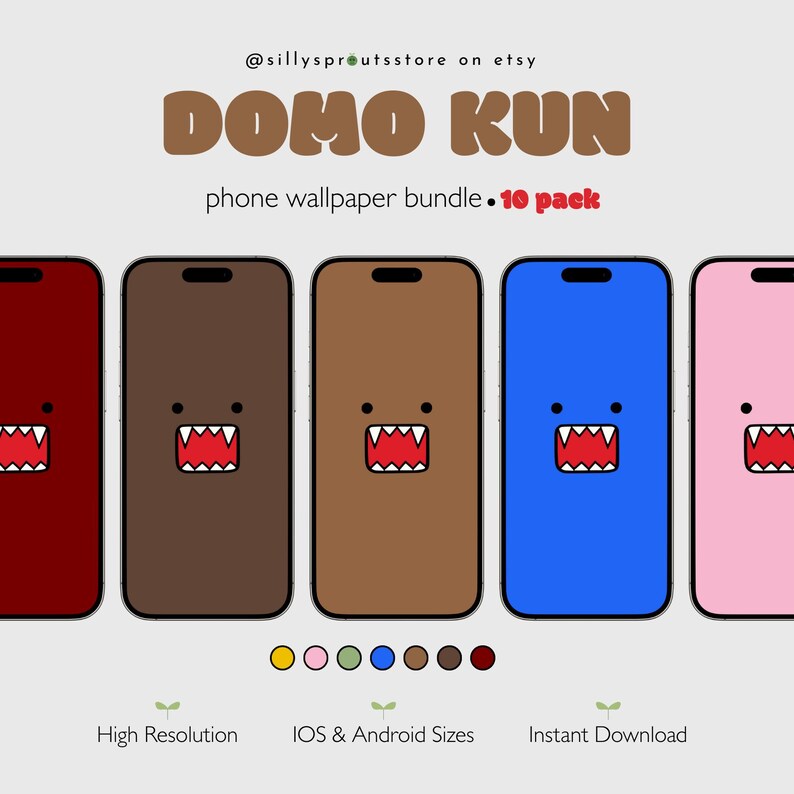 Domo Kun Phone Bundle 10 Pack Wallpaper for Android and IOS Kawaii Domo ...