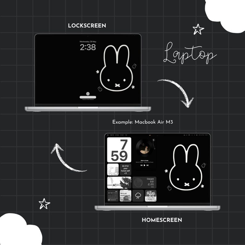 Bunny Face 2 Rabbit Miffy Inspired 6 Wallpaper Set Bundle: Desktop ...