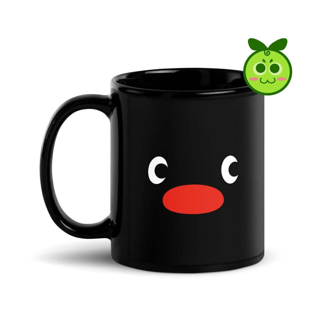 Pingu Penguin Face Black Glossy Ceramic Mug Cartoon Character TV Show ...