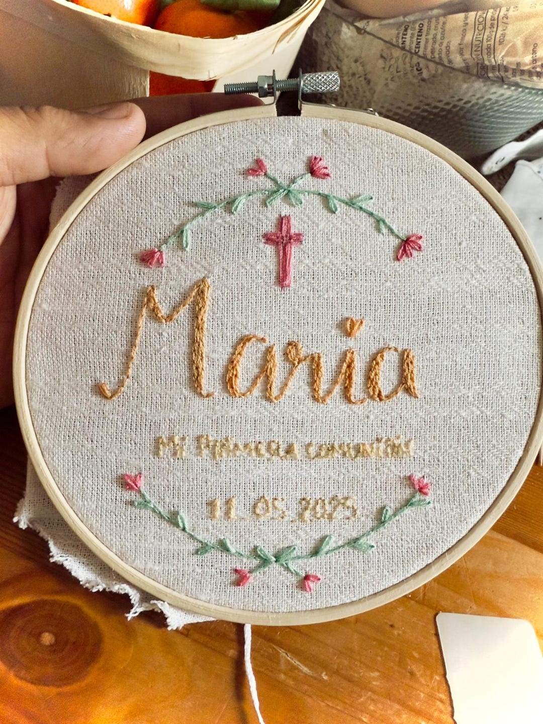 Personalized Hand Embroidery – Name, Date, and Floral Designs | Unique ...