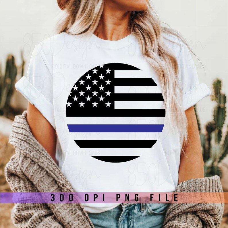 Thin Blue Line Flag Circle PNG: Police Support Design (digital File) - Etsy