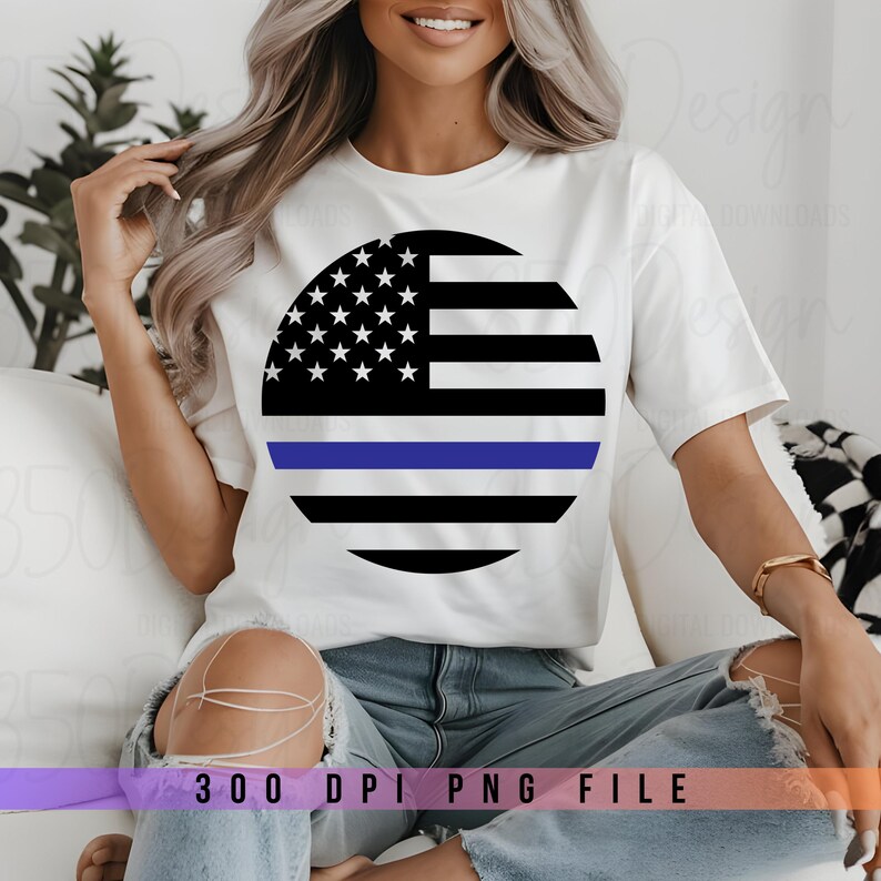 Thin Blue Line Flag Circle PNG: Police Support Design (digital File) - Etsy