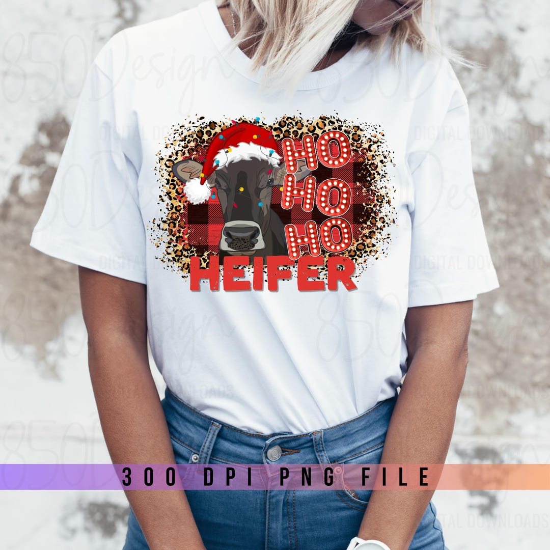 Ho Ho Ho Heifer – Funny Christmas Cow Design With Santa Hat and Buffalo ...