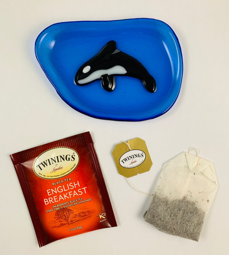 Orca Killer Whale Fused Glass Tea Bag Catcher Dish - Etsy