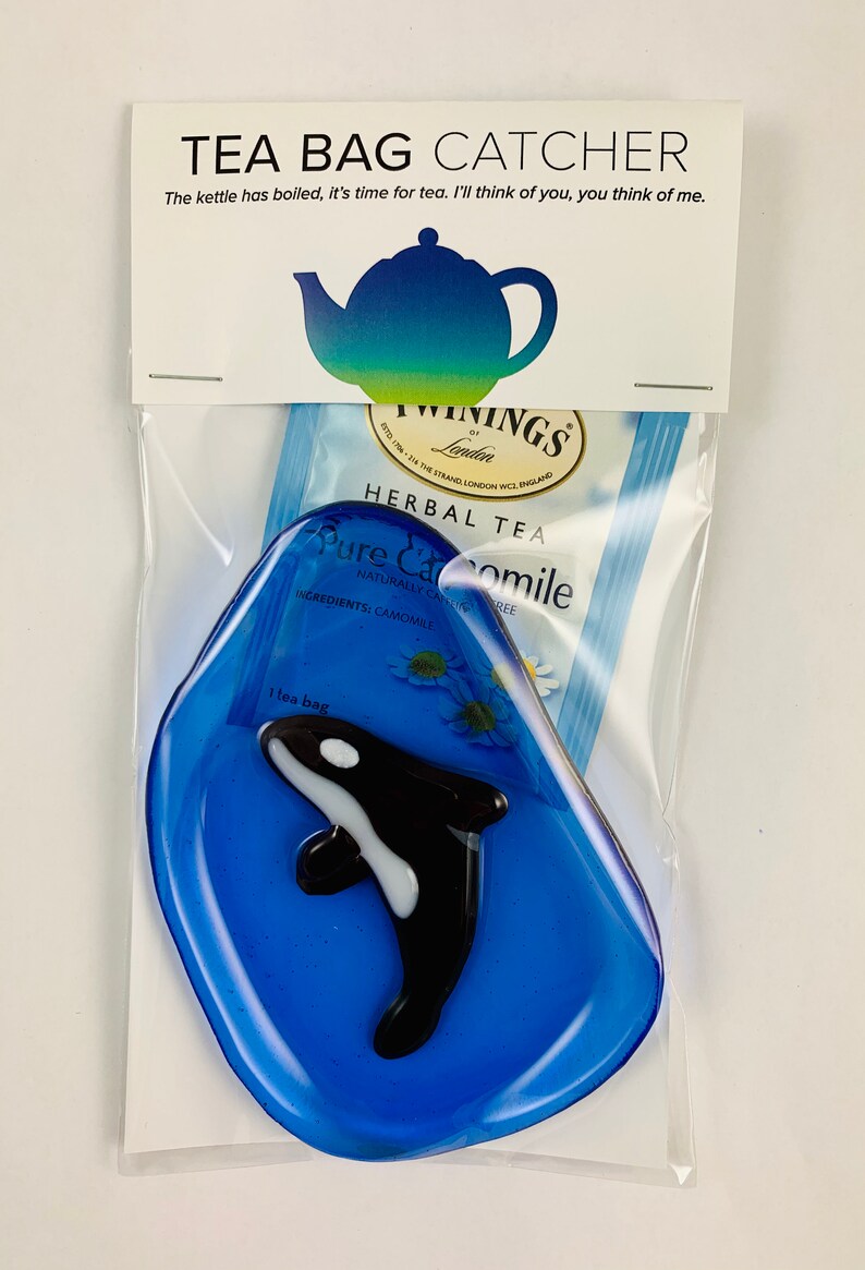 Orca Killer Whale Fused Glass Tea Bag Catcher Dish - Etsy