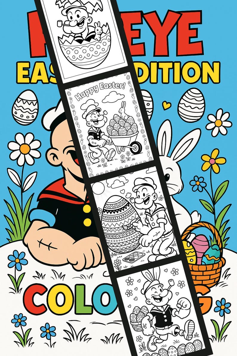 Popeye Easter Coloring Pages – 4 Printable Sheets - Instant Download - Etsy