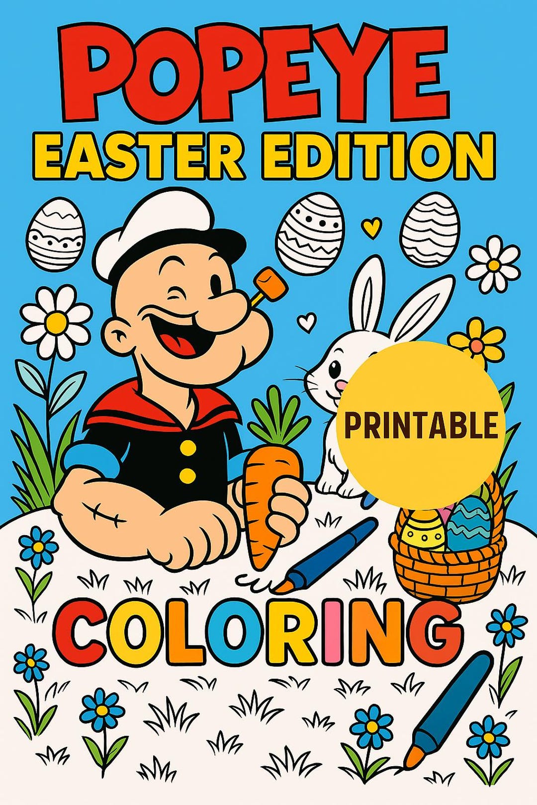 Popeye Easter Coloring Pages – 4 Printable Sheets - Instant Download - Etsy