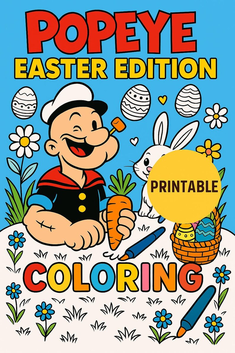 Popeye Easter Coloring Pages – 4 Printable Sheets - Instant Download - Etsy