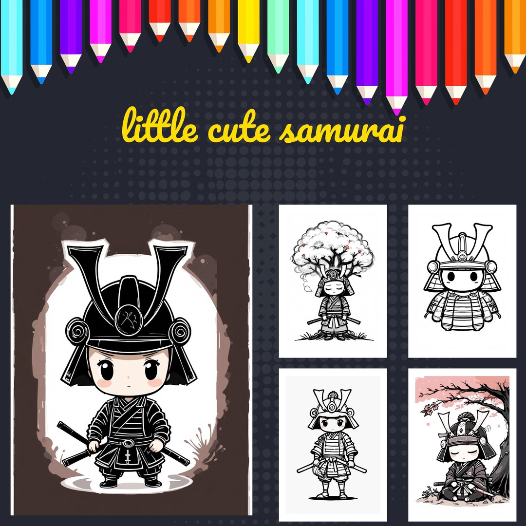 Little Cute Samurai Coloring Pages, Printable Coloring Book for Kids ...