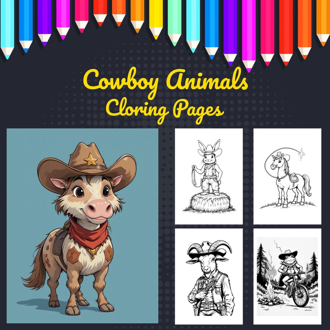 Cowboy Animals Coloring Pages, Wild West Animal Printables, Fun Western ...