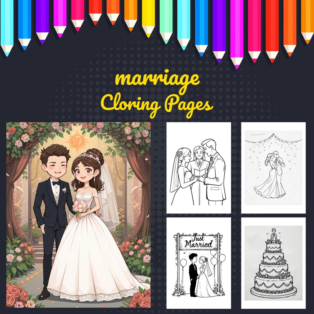 Marriage Coloring Pages, Romantic Wedding Theme Printable Book for Kids ...