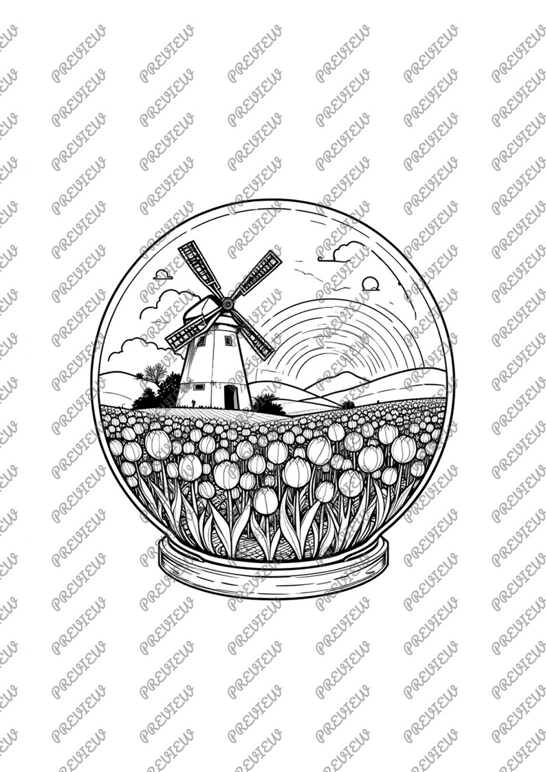 Springtime Glass Ball Coloring Pages, Kawaii Spring Globe Printable Art ...