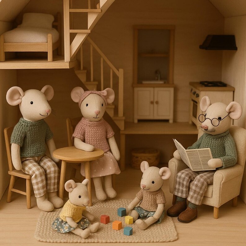 Mouse Family Doll House Toys Puppets Handsewn Toys Maileg - Etsy