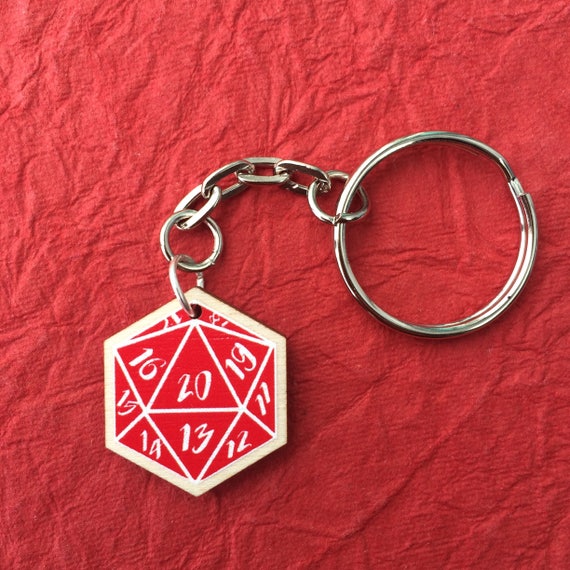 Wooden D20 Keychain Keyring Dungeons and Dragons Tabletop | Etsy
