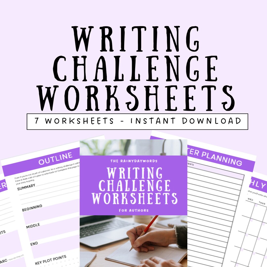 Writing Challenge Worksheets, for Novel Authors, Writer Workbook ...