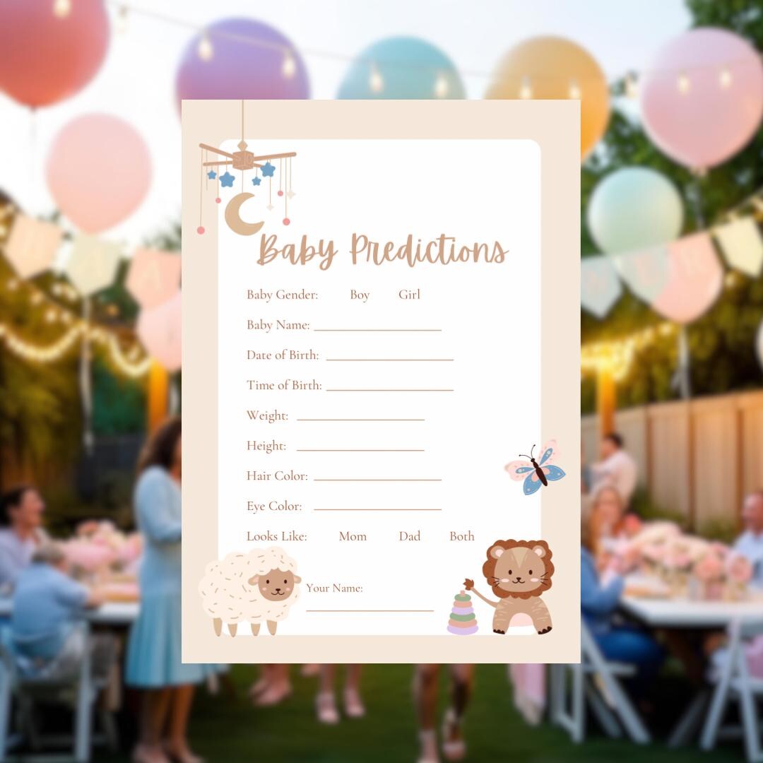 Baby Shower Guessing Game Printable | Baby Name, Gender, Birth Date ...