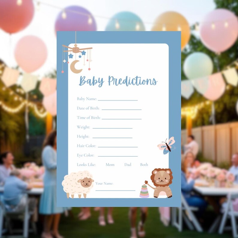 Baby Shower Guessing Game Printable | Baby Name, Gender, Birth Date ...