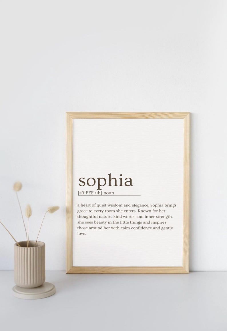Sophia Name Definition Printable Wall Art | Minimalist Nursery Decor ...