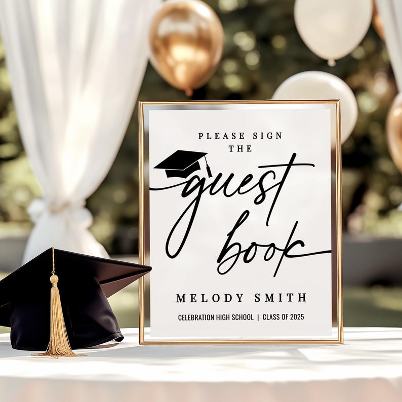 MELODY Graduation Guestbook Sign, Printable Graduation Party Guestbook ...
