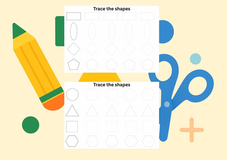 Trace the Shapes Worksheet | 2D Shape Tracing Printable | Preschool ...