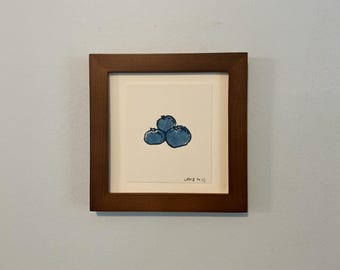 Original Blueberry Linocut Print With Chine Collé – Hand Pulled ...