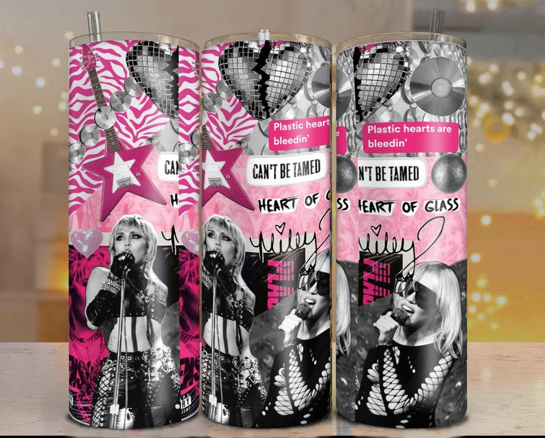 Miley Cyrus Rock Punk Tumbler Wrap – Plastic Hearts Retro Music Design ...
