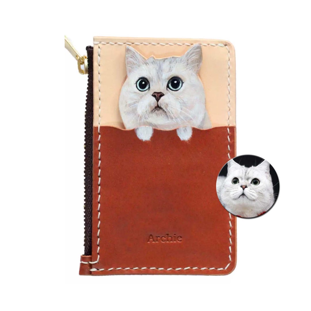 Custom Hand-painted Leather Pet Portrait Wallet – Genuine Leather ...