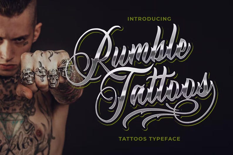 10 Premium Tattoo Fonts Bundle | Gothic Blackletter & Script Lettering ...