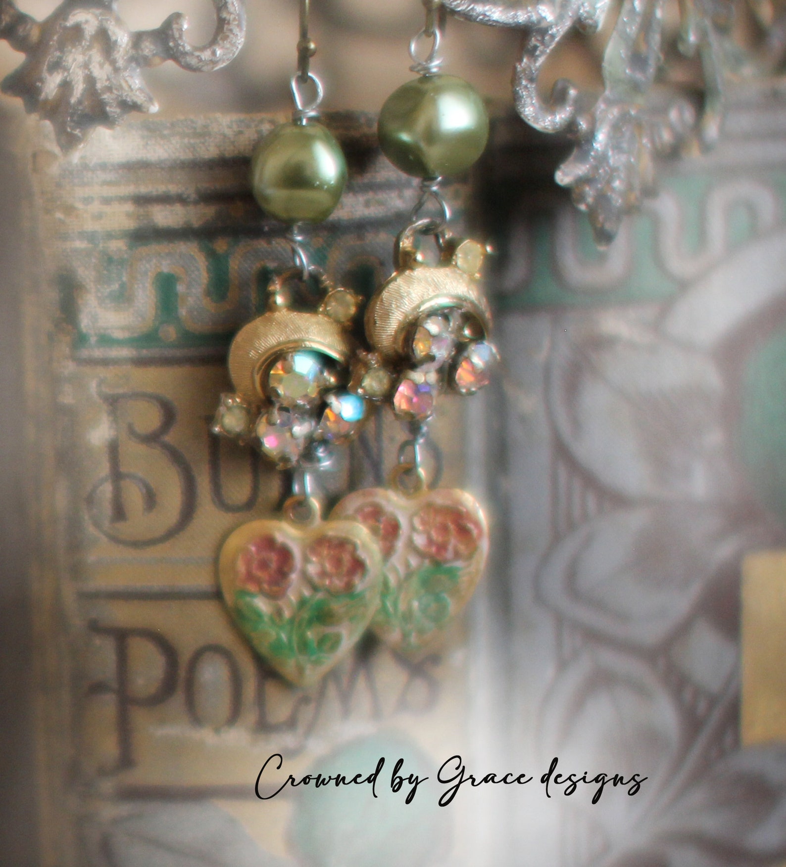 JARDIN D'AMOUR Earrings ~ Vintage Assemblage Artisan Handmade One of a ...