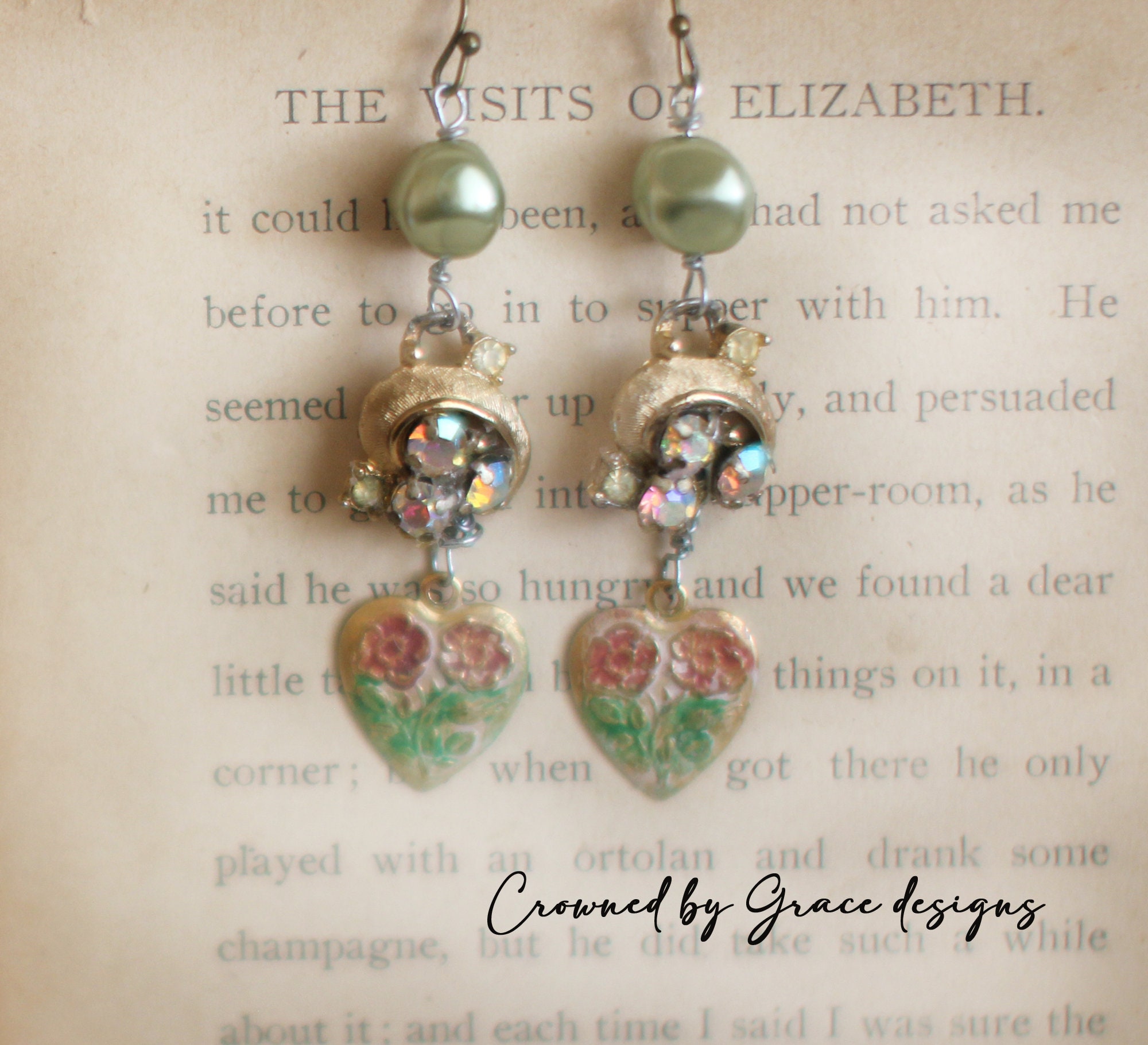 JARDIN D'AMOUR Earrings ~ Vintage Assemblage Artisan Handmade One of a ...