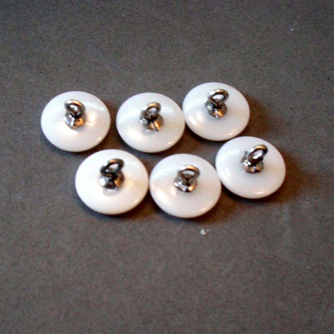 Vintage Small White Buttons with Metal Shank Set of 6 Tuxedo | Etsy