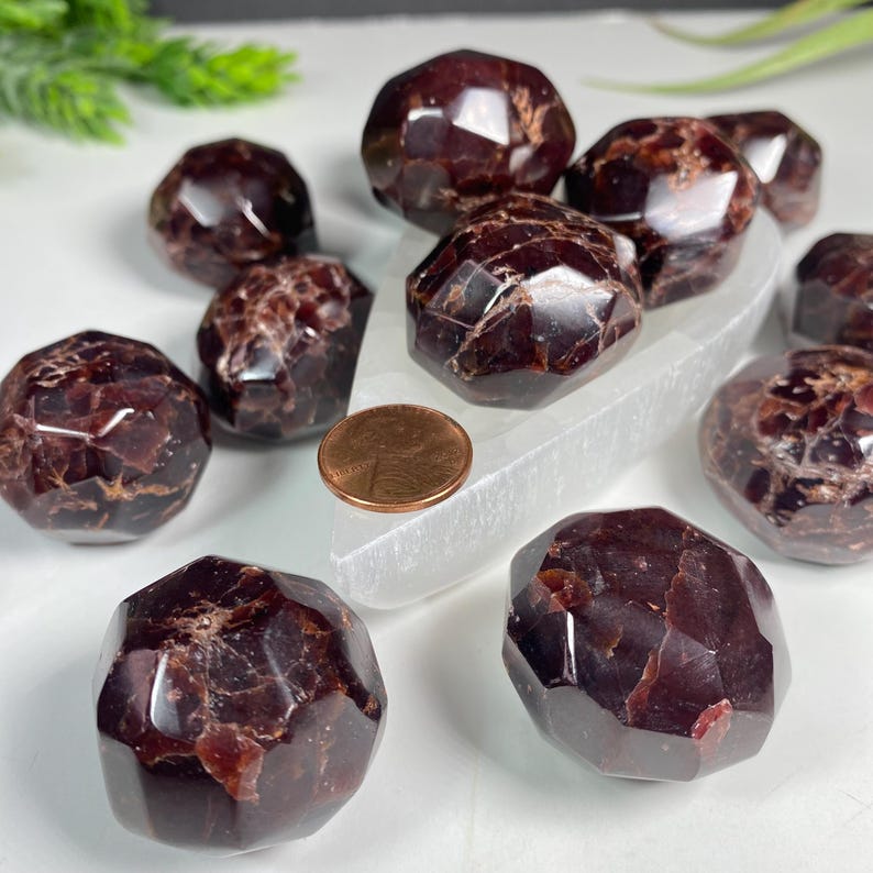 Almandine Garnet Faceted Spheres, Polished Deep Red High Quality ...