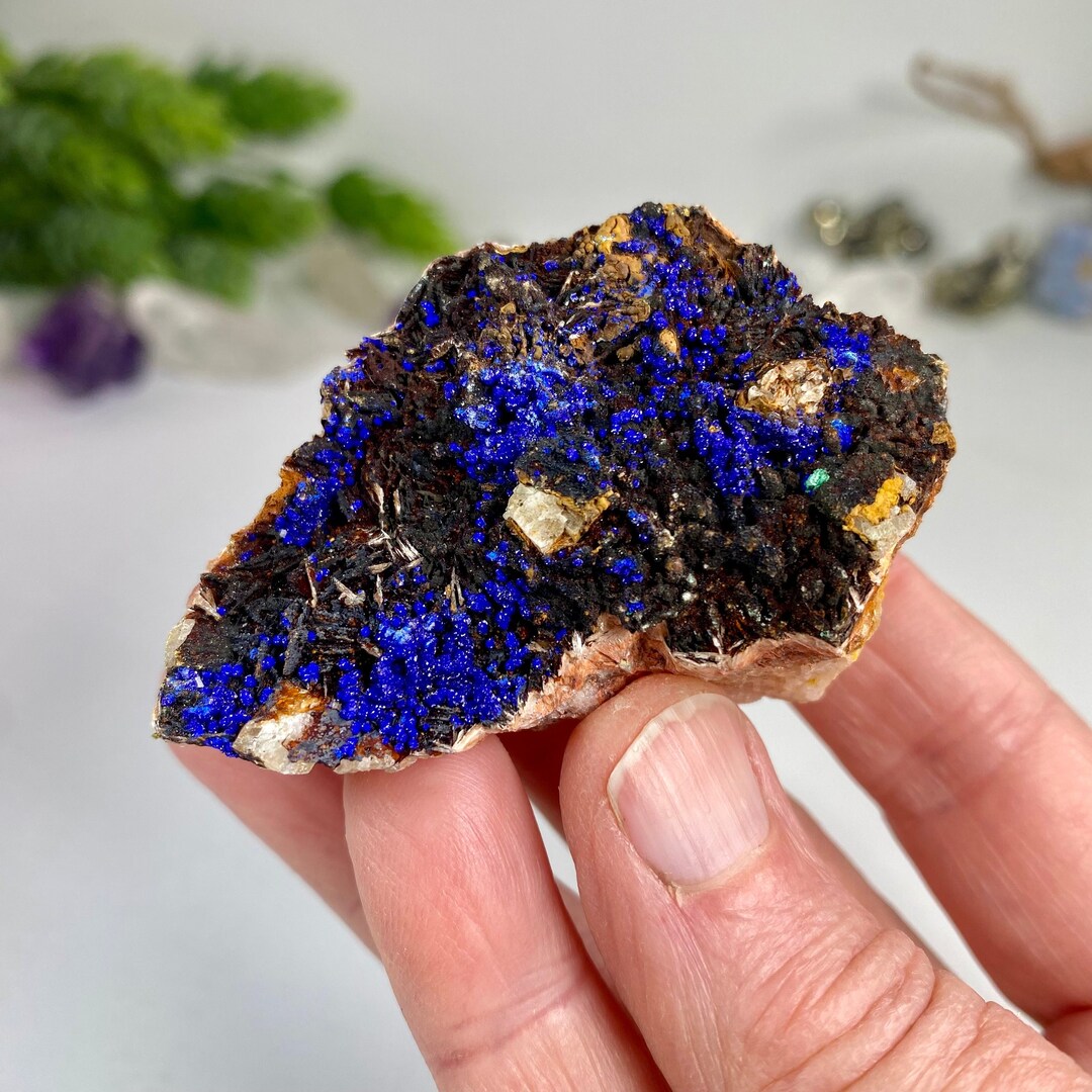 Azurite Mineral Specimen on Matrix From Morocco, Sparkly Blue Azurite ...