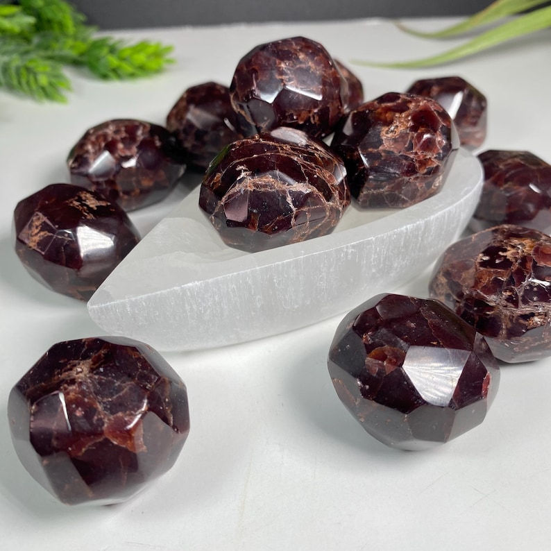 Almandine Garnet Faceted Spheres, Polished Deep Red High Quality ...