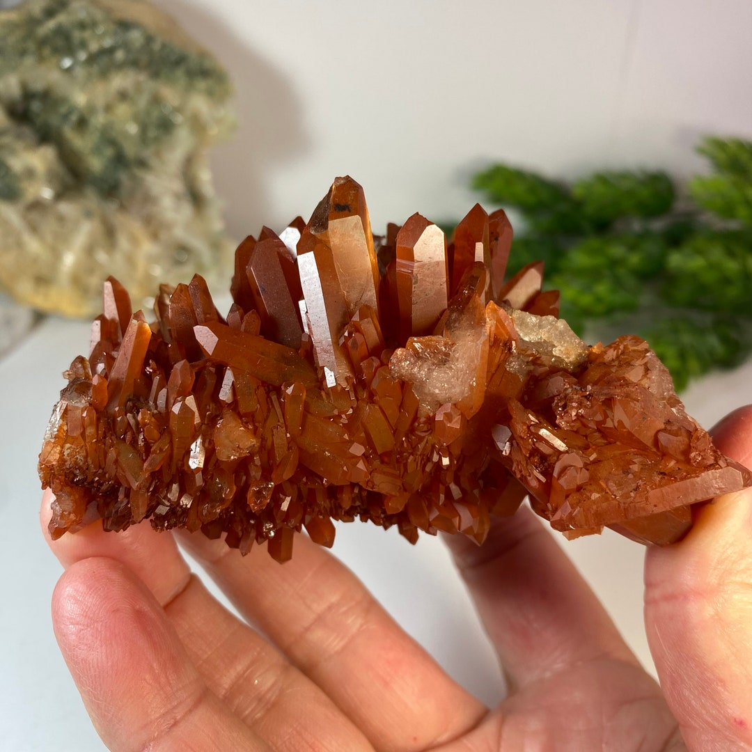 Red Hematite Quartz Crystal Cluster From Brazil, Mineral Specimen ...