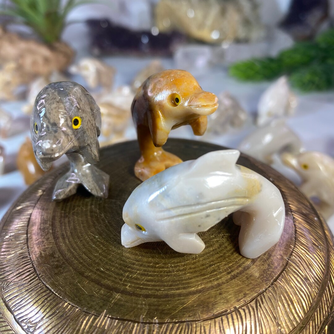 Soapstone Animal Figurines, Dolphin, Hand Carved in Peru, Miniature ...