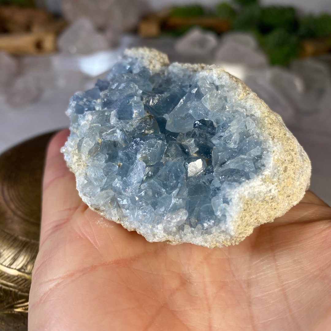 Celestite Crystal Geode | Mineral Specimen | Raw Natural Crystal ...