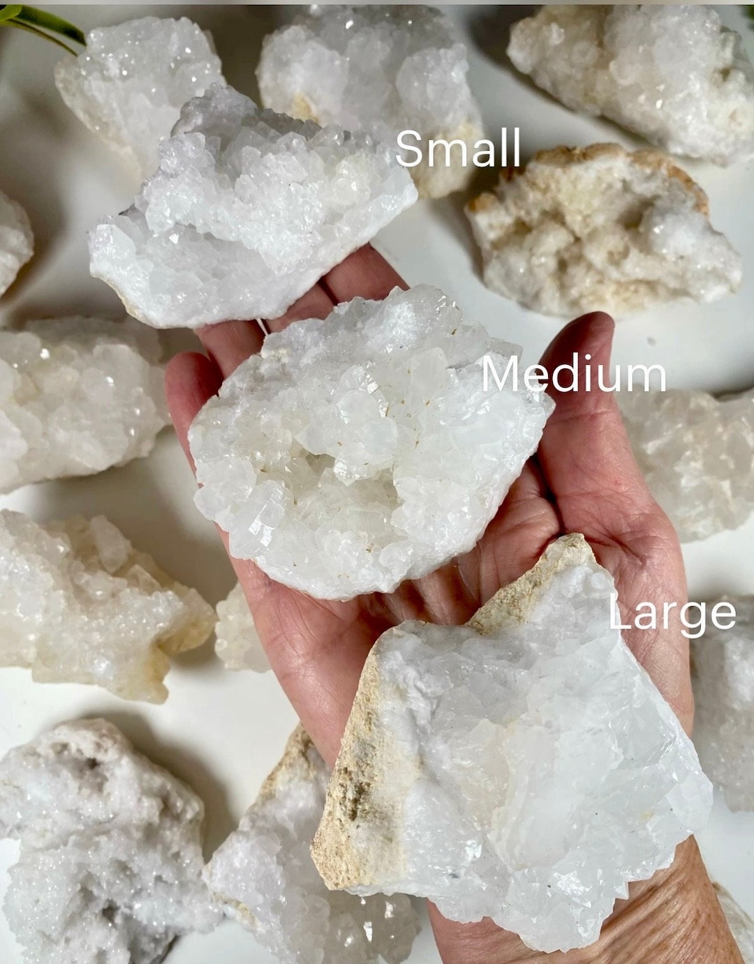 White Calcite Geode Chunks, Druzy Calcite Crystal, Choose Your Size, No ...