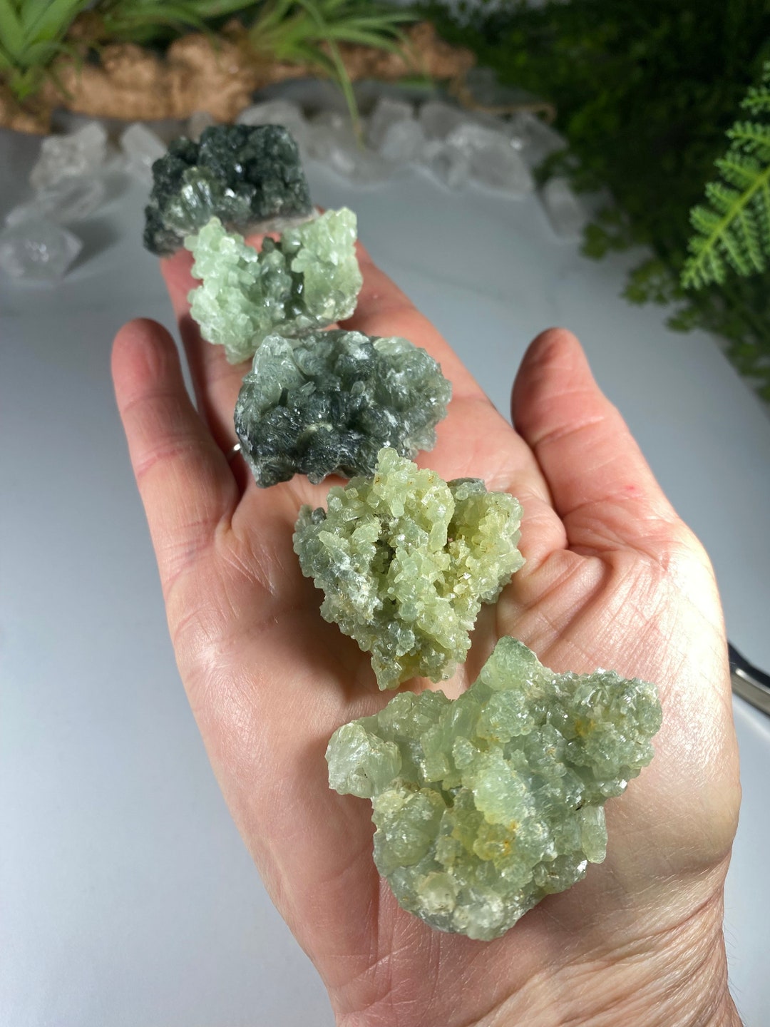Green Prehnite Crystal Cluster From Morocco, Botryoidal Prehnite ...