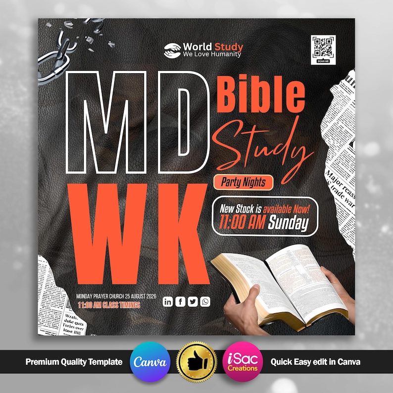 Bible Study Church Flyers, Bible Event Flyer, Canva Church Flyer ...